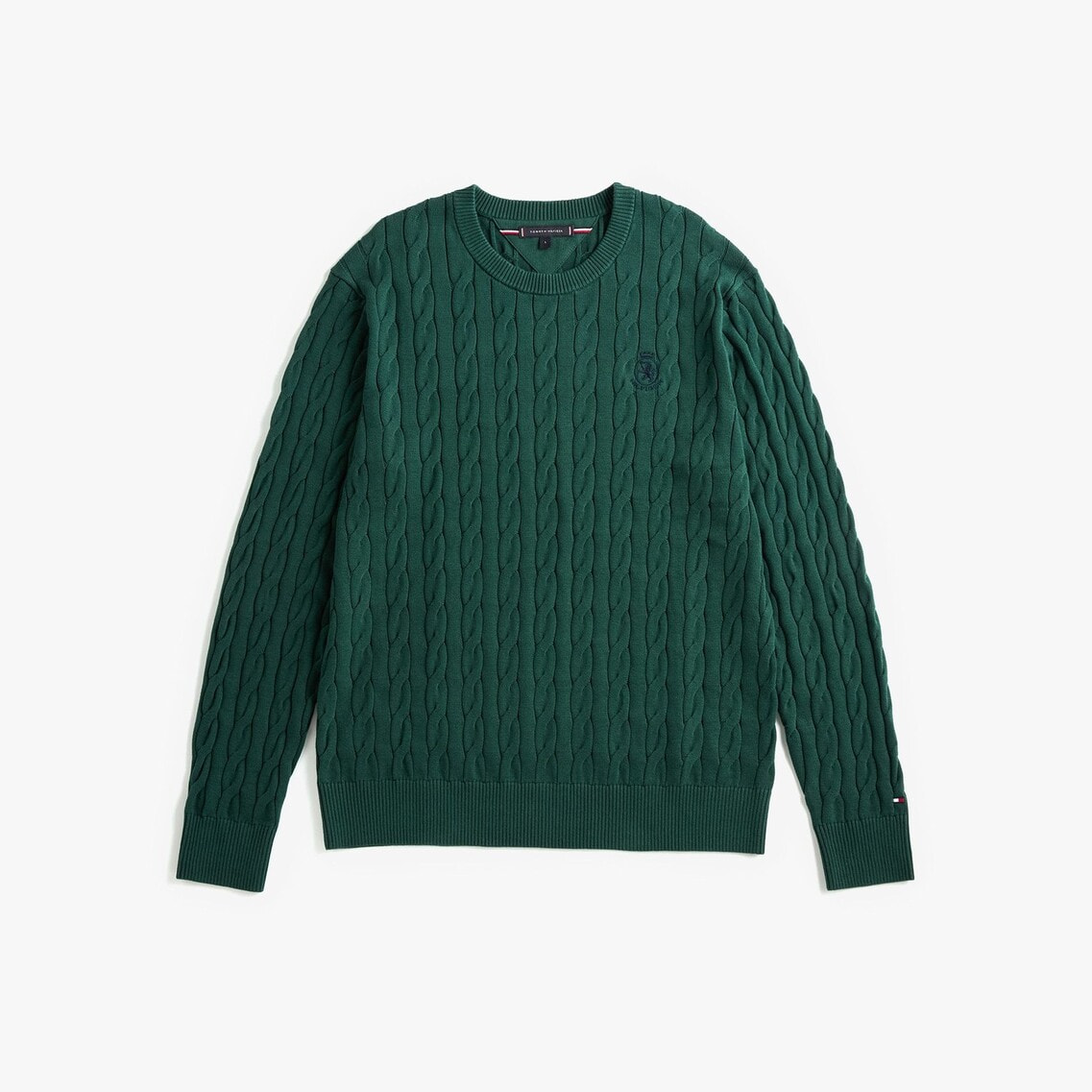 クラシックコットンケーブルクレストクルーネックセーター | トミー