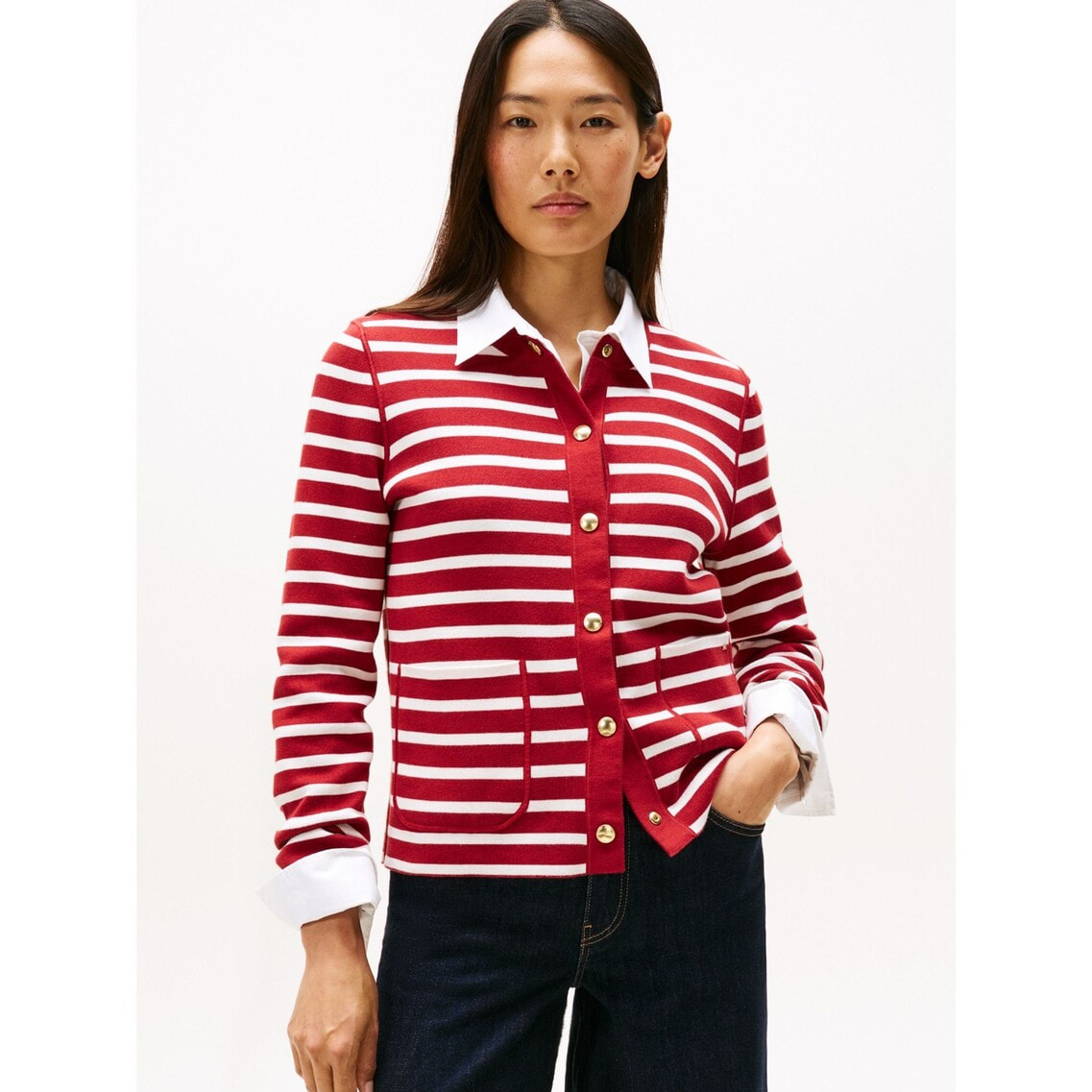 (取寄) トミーヒルフィガー レディース    women Vamina2 Medium Red 3点でさらに10％OFF】リバーシブルカーディガン | トミー ヒルフィガー