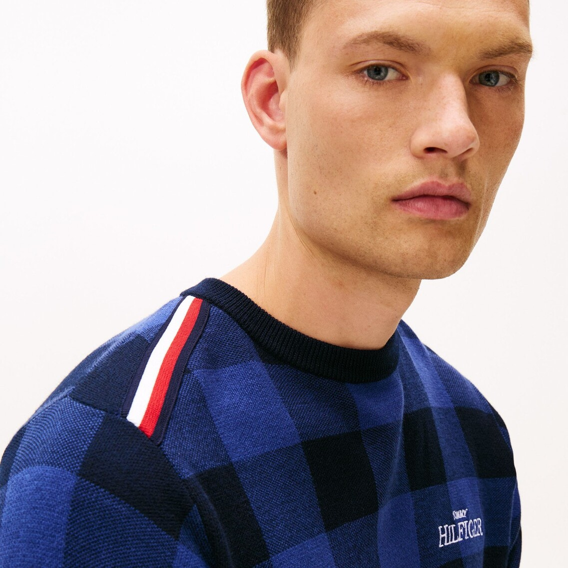 3点でさらに10％OFF】バッファローチェックジャカードクルーネック